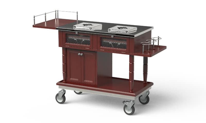 Flambé Trolley with Storage for Indoor and Outdoor Events