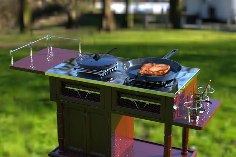 Modern Room Service Trolley and Cooking Station for Hotels