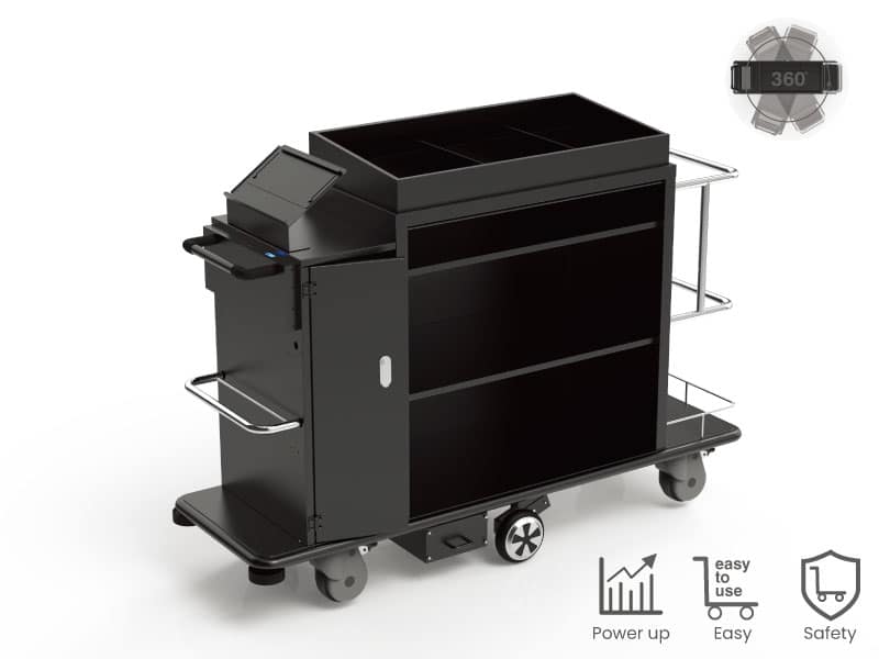 Motorized Maid Cart Stainless Steel Storage Cart for Hotels