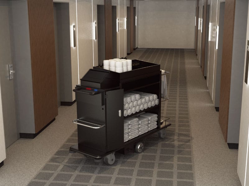 Motorized Maid Cart Stainless Steel Storage Cart for Hotels
